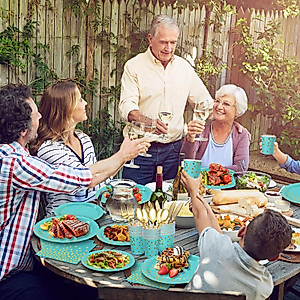 joy akkess 175PCS Teal Birthday Decorations Teal Party Decorations Birthday Plates and Napkins Party Supplies Serve 25 Teal Paper Plates for Brithday Party Wedding Baby Shower Graduation