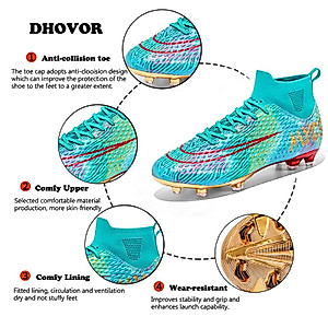 DHOVOR Boys Girls High-Top Soccer Cleats Youth Football Cleats Comfortable Indoor Soccer Shoes for Kids Outdoor/Indoor/Competition/Unisex