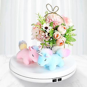 White Electric 10 Inch Rotating Turntable Display Stand with Led 44 lb Centric Loading for Table 360 Degree Motorized Tumbler Display Stand for Jewelry Photography