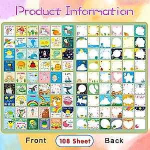 Cute Lunch Box Notes for Kids 108 Pack Funny Daily Inspirational Motivational Encouragement Thinking of You Cards for Boys and Girls Lunchbox Back to School Supplies Gifts