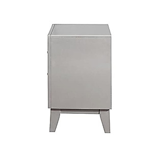 Coaster Furniture Leighton Modern Glam 2 Drawer Nightstand Bedroom Bedside Table Storage Drawers Mirrored Frame Metallic Mercury Silver 204922