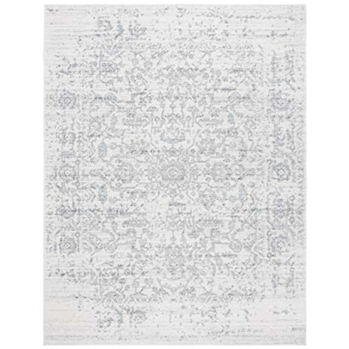 SAFAVIEH Madison Collection 8' x 10' Silver / Ivory MAD603G Oriental Snowflake Medallion Distressed Non-Shedding Living Room Bedroom Dining Home Office Area Rug