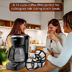 Reusable Coffee Filters 4 Packs - 8-12 Cup Mr Coffee Filters Permanent Basket Coffee Filter Reusable for Mr. Coffee, Black & Decker Coffee Maker-with Handle, Safe& Easy to Clean