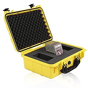 G-PLUS Graded Card Storage Box Compatible with BGS PSA SGC FGS Weatherproof Graded Sports Trading Cards(Large, Orange & Yellow)
