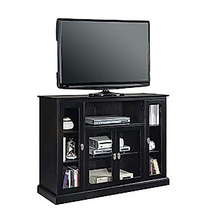 Summit Highboy TV Stand with Storage Cabinets and Shelves , Black