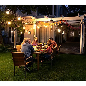 NICONIK Patio String Light 25FT, 25 Bulbs(2 Spare) /5W & 2FT Extended Plug Cord, IP44 Waterproof Glass Edison Globe Outdoor Lights, Connectable Hanging Garden Light for Backyard Balcony Party Décor