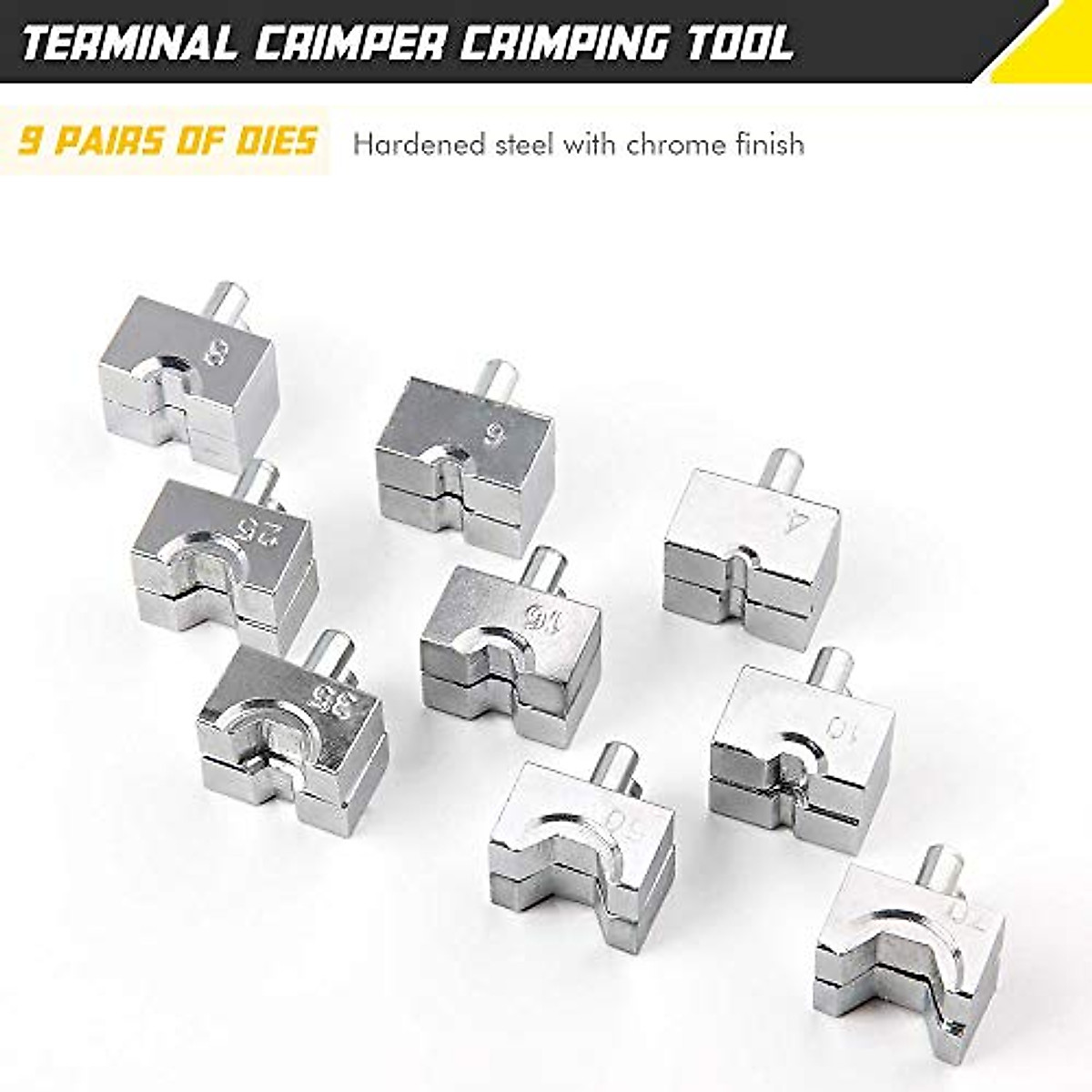 10 Ton Hydraulic Hand Crimper Tool Set for Stainless Steel Cable Railing Fittings, Crimps 1/8" to 3/16", Cable Crimping Tool ​with 9 Pairs of Dies