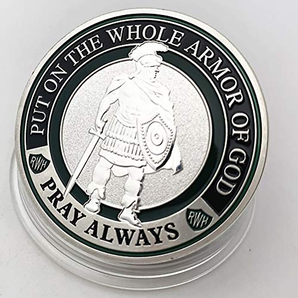 Armor of God Challenge Coin - Collectors Medallion - Antique Silver,