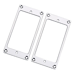 2 Pcs Metal Flat Humbucker Cover Guitar Pickup Frame Mounting Ring (Silver) Chrome Pickup Rings Humbucker Mounting Ring Chrome Guitar Pickup Rings