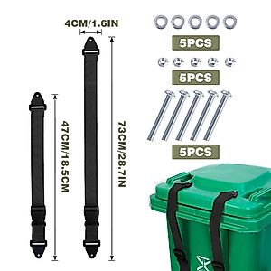 Bylion 2 Pack Trash Can Lid Lock, Outdoor Garbage Can Locks for Animals Proof Universal Lid Lock Stretchable Elastic Strap to Prevent Rust Trash Can Locks for Squirrels, Dogs, Raccoons