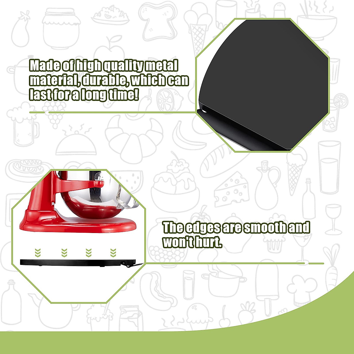 Mixer Sliding Tray for KitchenAid 5-8 Qt Bowl Lift Stand Mixer - Metal Rolling Tray Kitchen Countertop Appliance Slider Storage Moving Caddy with Wheel for KitchenAid 5-8 Qt Stand Mixer