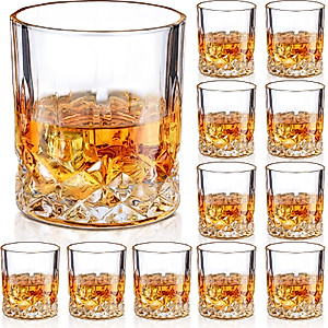Mimorou 12 Pieces Old Fashioned Whiskey Glasses 10 oz Bourbon Glass Cocktail Glasses Rocks Glasses for Whiskey Bourbon Liquor and Cocktail Drinks Gift for Men Women Home Bar (Elegant)