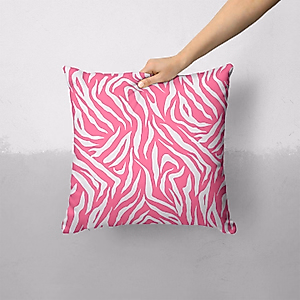 iiRov Pink & White Vector Zebra Print - Custom Decorative Home Decor Indoor or Outdoor Throw Pillow Cover for Sofa, Bed or Couch Cushion (Pillow CASE Cover ONLY)