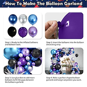 Outer Space Balloon Garland Arch Kit, Galaxy Theme Birthday Party Decorations for Boys, Metallic Chrome Blue Purple Silver Explosion Star Balloon Garland Kit for Kids Baby Shower Party Decor Supplies