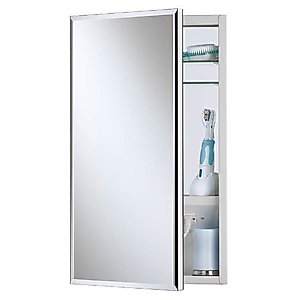 Jensen 704301 Meridian Medicine Cabinet with Beveled Mirror, 15-Inch by 25-Inch
