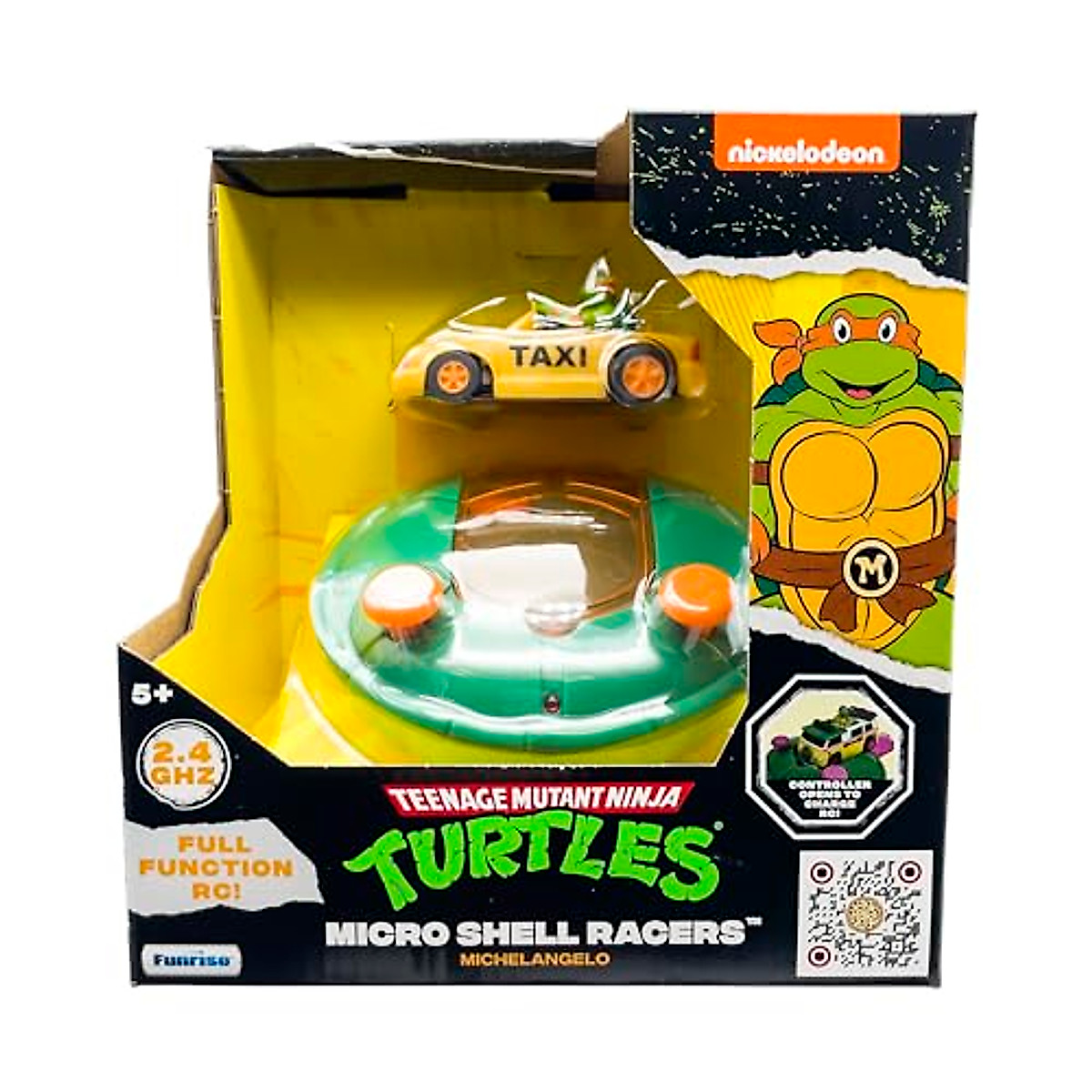 Teenage Mutant Ninja Turtles Toy, Michelangelo Micro Shell Racer Vehicle, TMNT Ninja Racing Toy for Kids, Classic Edition for Kids, Ages 3+