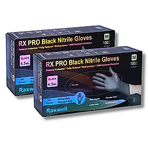 Exam Grade 4 Mil Nitrile Gloves - Black Disposable Gloves Latex Free, Black Rubber Gloves, Mechanic Gloves, Medical Gloves