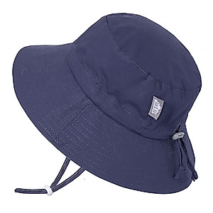 JAN & JUL Summer Bucket Hat for Toddler Kids, Adjustable (L: 2-5T, Navy)