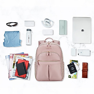 LIGHT FLIGHT Laptop Backpack for Women fits 15.6'' Computer Backpack with USB Charging Port, for Book Bag Work College Business Travel,Pink