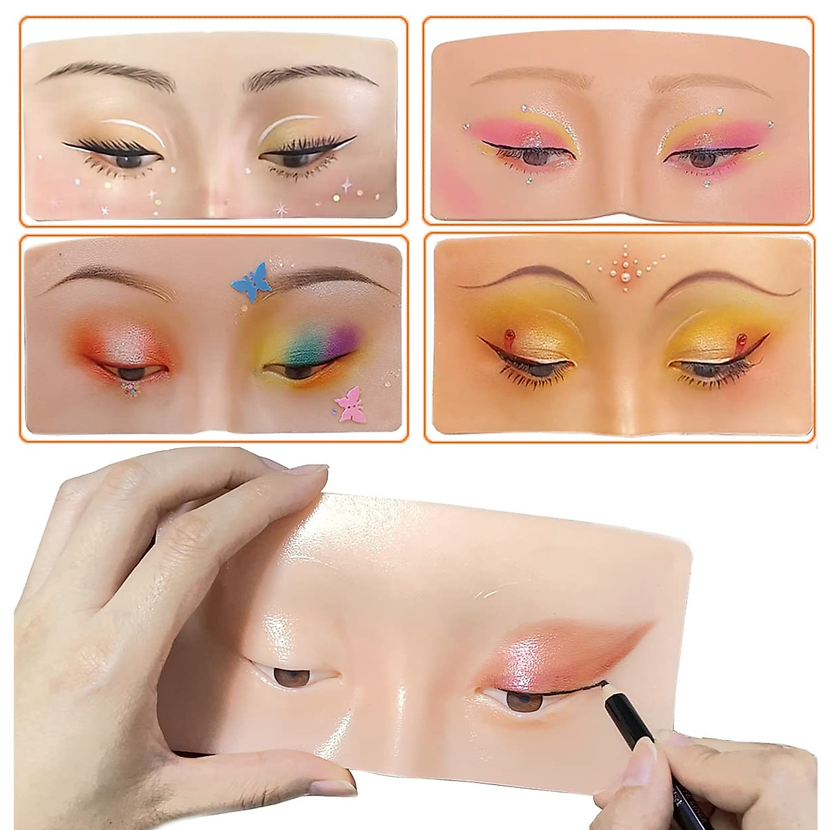 Makeup Practice Face Board, 3D Reusable Makeup Mannequin Face Eyeshadow Mannequin, Make up Practice Face with Makeup Kit for Professional Makeup Artists Students and Beginners to Practice Eyes Makeup