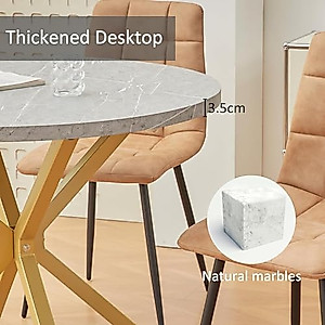 Leisure Coffee Table Modern Marble Effect Table Top Golden Iron Art Mid-Century White Tulip Table Metal Base Pedestal Table for Kitchen Restaurant Living Room Side Table (Color : Grey/Grey)
