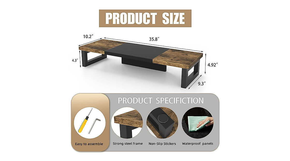 WESTREE Dual Monitor Stand Riser for 2 Monitors - Sturdy & Ergonomic