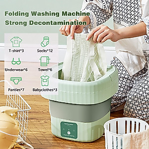 Portable Washing Machine，Foldable Mini Washing Machine - Washing Machine for Baby Clothes, Underwear or Small Items,Camping, RV, Travel, Underwear, Socks and Easy to Carry (ABS-Green)