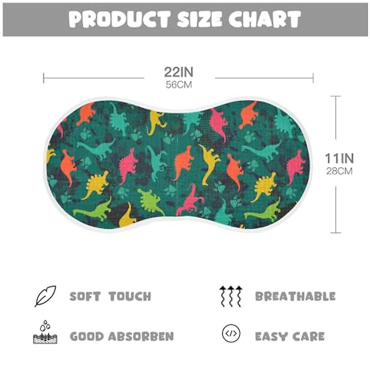 vvfelixl Dinosaurs Footprints Burp Cloths for Baby Boy Girls Baby Washcloths Burp Rags 1 Pack Green