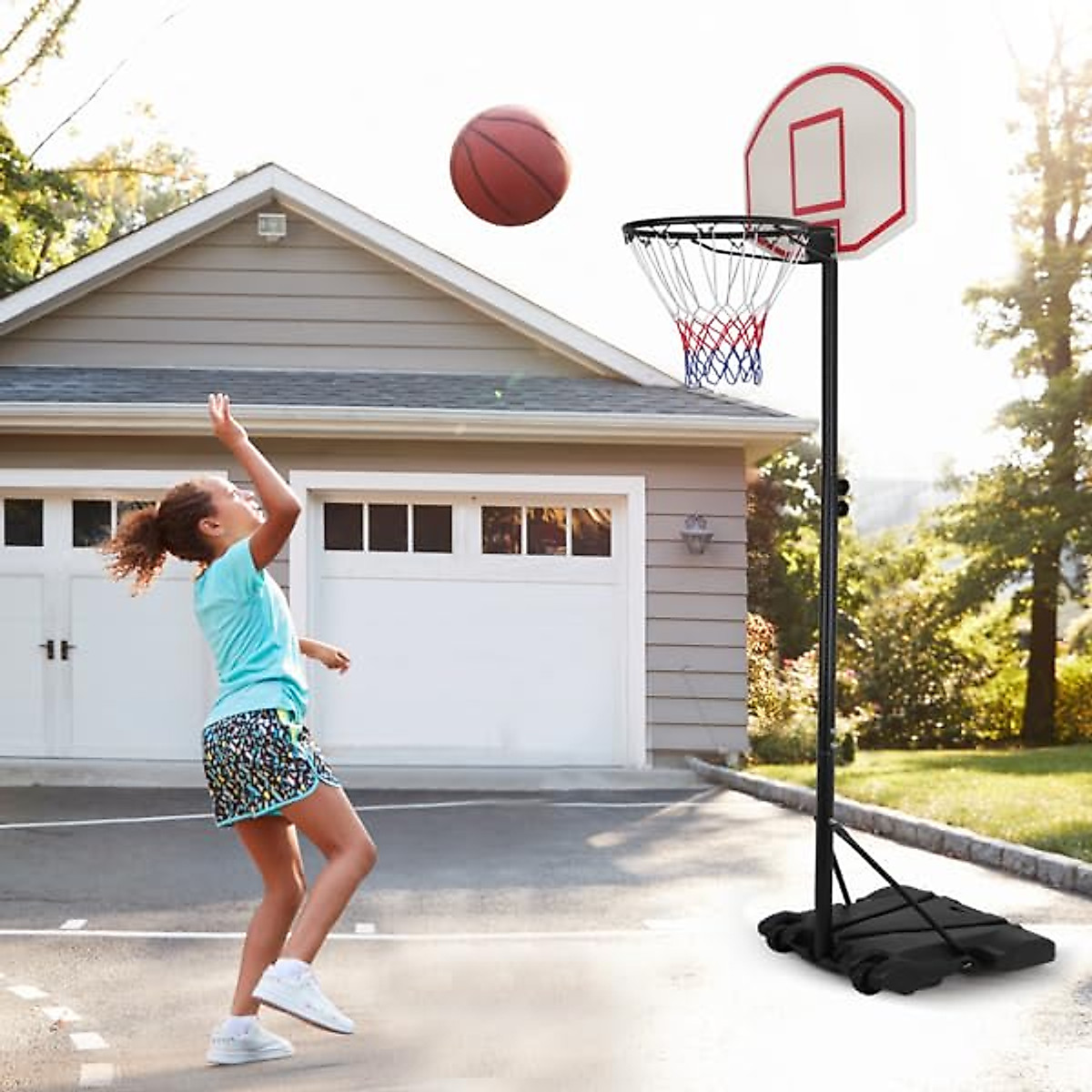 LEMY Portable Basketball Hoops Goal System with Wheels, Height Adjustable Outdoor Basketball Stand for Kids/Adults Indoor, 28 Inch Backboard