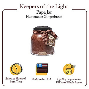 A Cheerful Giver — Homemade Gingerbread - 34oz Papa Scented Candle Jar with Lid - Keepers of the Light - 155 Hours of Burn Time, Gift for Women, Brown