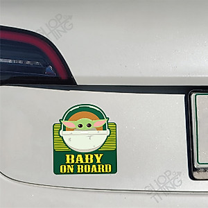 SHOP A THING – Baby Yoda On Board Sticker – Vinyl Decal Awareness Autism Decal for Car – Removable Waterproof Decal for School Bus – Indoor and Outdoor Use for Jeep - Car Window Decal– SAT 007