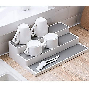 Cq acrylic 2 Pack Spice Rack Organizer for Pantry,14.5 Inch Tiered Seasoning Can Shelf Organizer For Cabinet,White