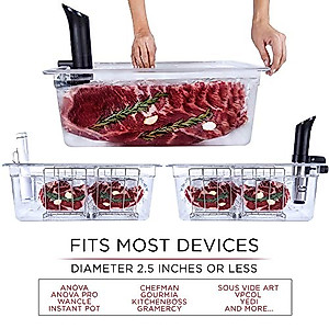 VÄESKE Large Sous Vide Container with Lid and Racks Kit | Sous Vide Accessories | Väeske Large Sous Vide Container with Lid and 2 Racks | Sous Vide Accessories | Compatible with Anova, Anova Nano, Joule, Instant Pot, Sous Vide Cookers (26 QT, Container/Ra