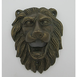 Cast Iron Wall Mounted Lion Head Themed Bottle Opener Bron e