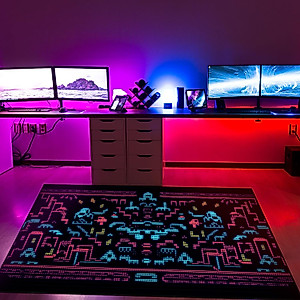 Dark & Neon 80s Arcade Carpet - Space Invaders NES Game 8bit, Customizable Area Rug, Living Room Full Size (5x8, 4x6, 3x5), Arcade Decor, Gaming Player Gift, Video Game