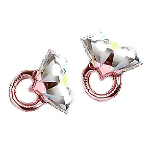 BinaryABC Diamond Ring Foil Balloon,Valentine's Day Wedding Bridal Shower Anniversary Engagement Party Decoration,2Pcs(Rose Gold)