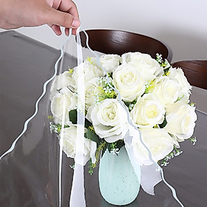 DurableDelights Clear Plastic Tablecloth Protector Round Table Transparent Cover Vinyl Table Cloth for Kitchen and Home Table 60" Round