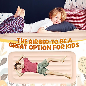 Geetery 2 Pcs Kids Air Mattress Toddler Inflatable Sleepover Airbed 55 x 27.6 x 8.7 Inch Foldable Comfort Flocked Blow up Bed with Patch Kit Portable Air Mattresses for Home Travel Camping Party