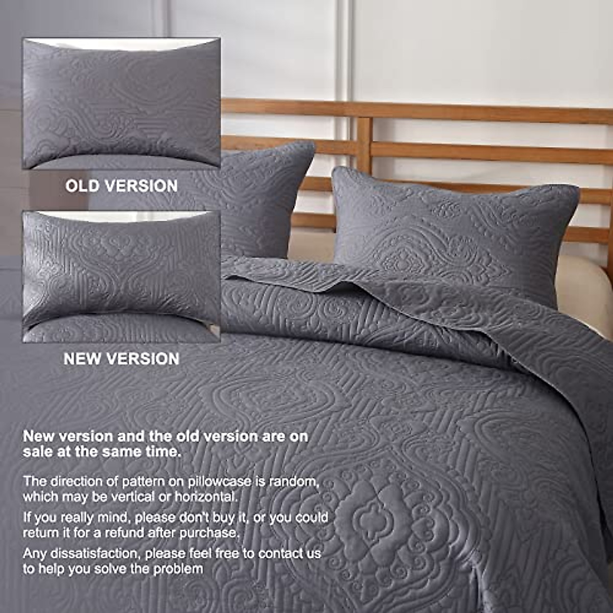 ENJOHOS Oversized King Bedspreads King Size Coverlet, Lightweight Bedspreads for Summer, Reversible Microfiber Embossed Bedding Cover, Dark Grey Quilt Coverlet Set, King/California King