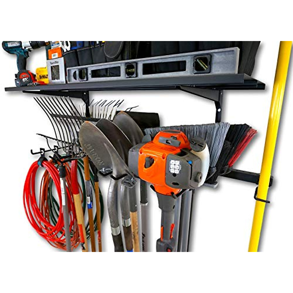 StoreYourBoard Tool Pro Essential Garage Rack, Equipment Organizer, Wall Mount Hanger With Overhead Shelf