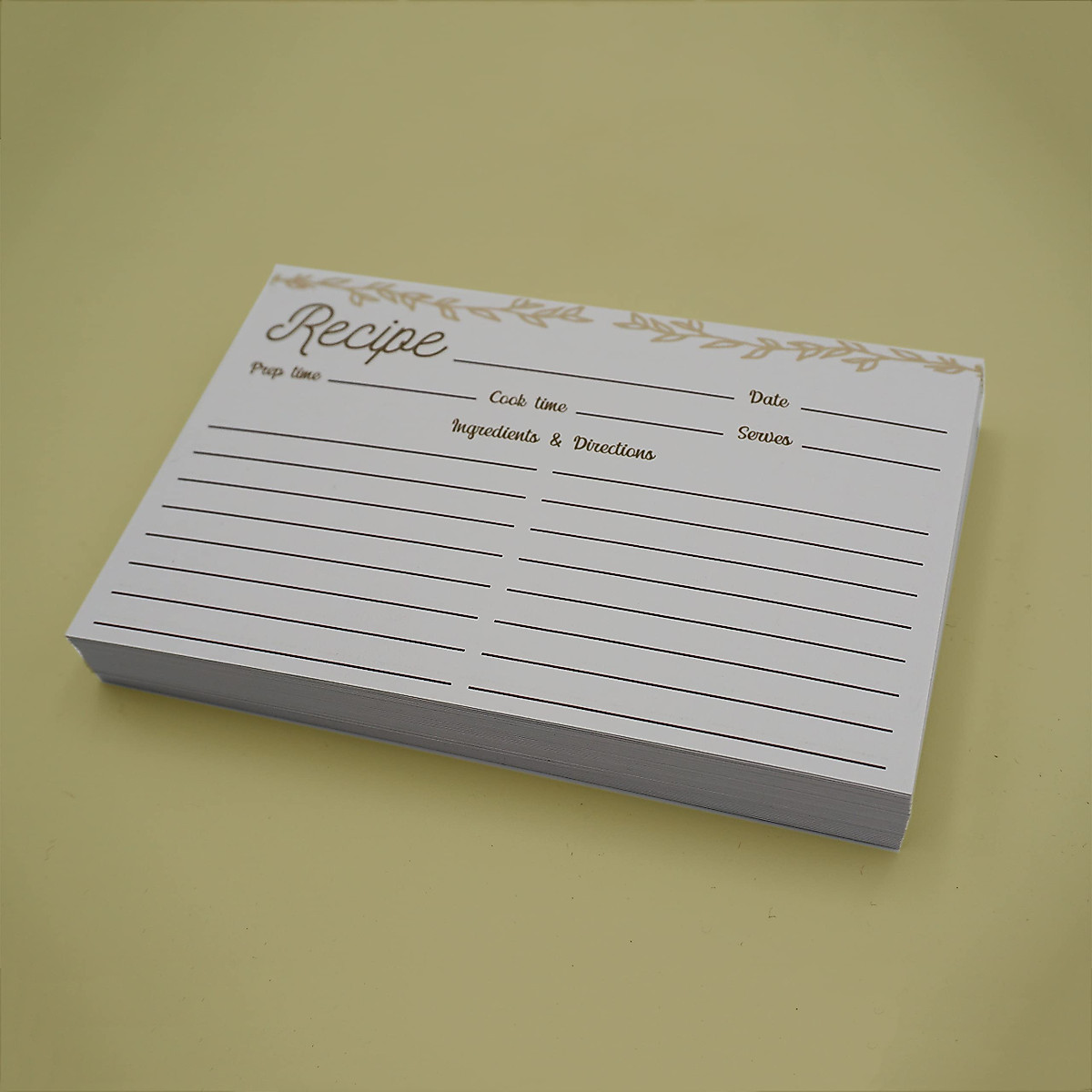 Dekali Designs Rustic Recipe Cards 4x6 Inches (50 Pack) Double Sided Index Cards with Cute Floral Design