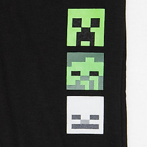 Minecraft Boys 2 Piece Fleece Pants Sets, Pullover Hoodie and Jogger Set for Boys (Black, Size 5/6)