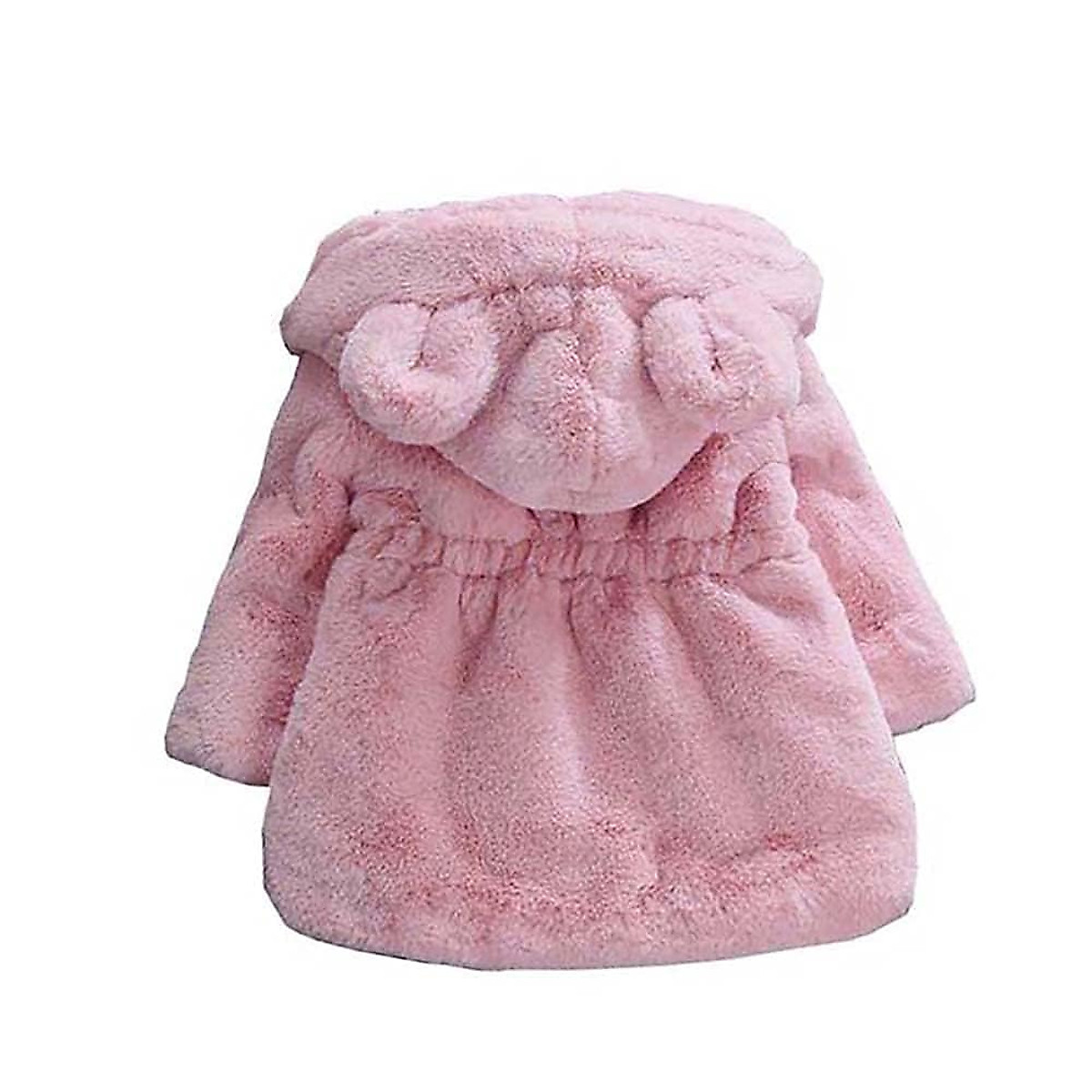 WEONEDREAM Baby Girls Winter Fleece Coat Ear Hooded Toddler Faux Fur Jacket Princess Girls Warm Windproof Outwear 1-6Y Kids Beautiful Outfits(Pink,140)