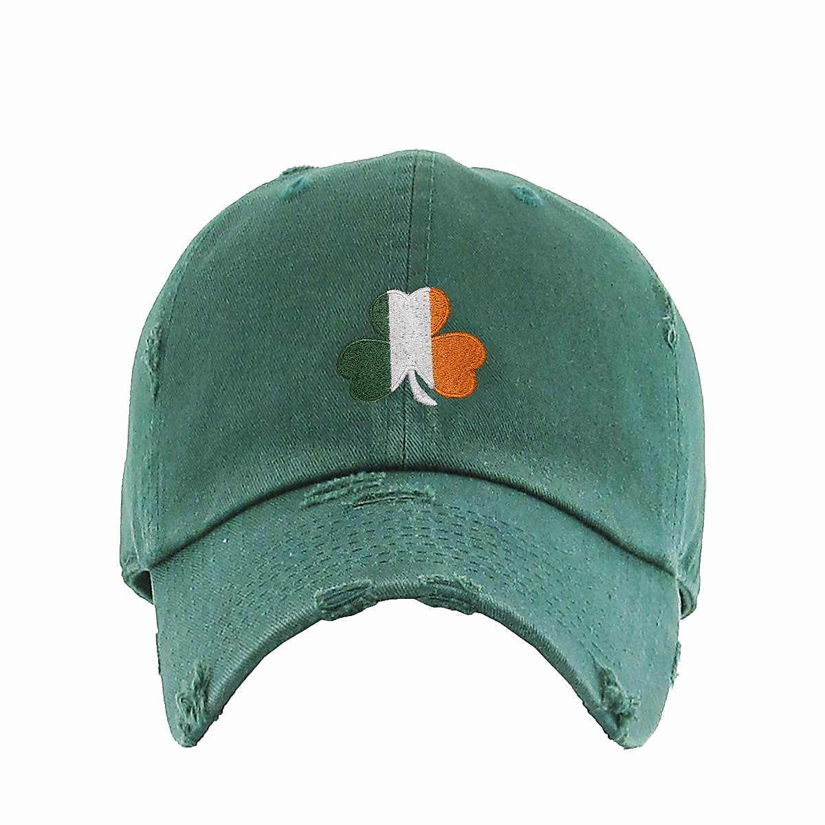 Irish Shamrock Vintage Baseball Cap Embroidered Cotton Adjustable Distressed Dad Hat Hunter Green