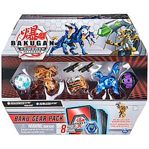 Bakugan Baku-Gear 4-Pack, Dragonoid Ultra with Baku-Gear and Howlkor Ultra, Collectible Action Figures, Kids Toys for Boys