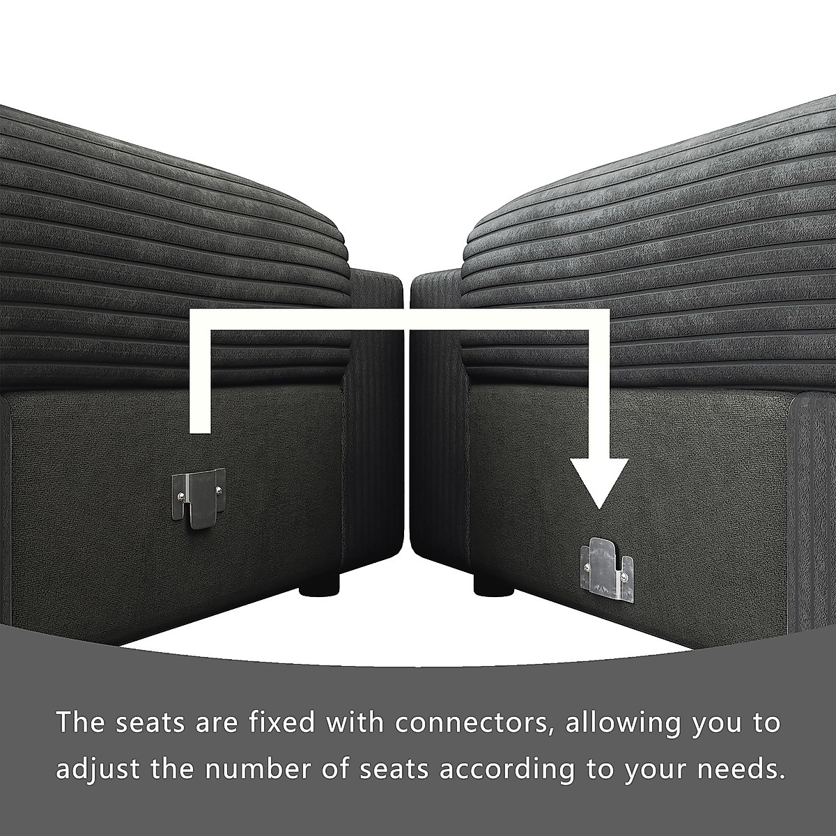 ATJafurn 107'' Black 3 Seater Modern Sofa Couch, Corduroy Fabric Upholstered Sofa with Cushion and Pillows for Living Room Apartment (Black, 3 Seater)