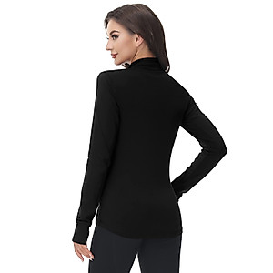 COZZIPLUS Women Zip up Athletic Running Jacket Lightweight Workout Yoga Top with Thumb Holes and Pocket (Black, M)