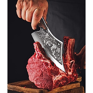 ZENG JIA DAO Meat Cleaver Knives with Sheath - 8'' Hand Forged Butcher Knife with Tiger Style - Heavy Duty Chopping Knife - Rival to Damascus Cleaver Knife for Home, Restaurant - 2023 Gift