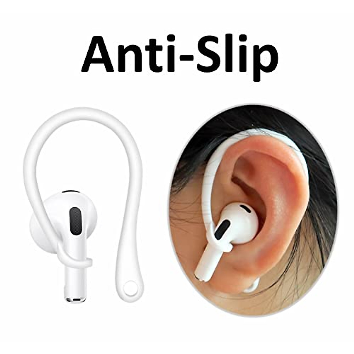 4 Pairs 【 Anti-Slip 】 Compatible with AirPods 2 Ear Hooks, Replacement Ergonomic Design Comfortable Fit Ear Tips Wingtips Sport Holder Accessories Compatible with AirPods 3 2 1 & Pro White 722
