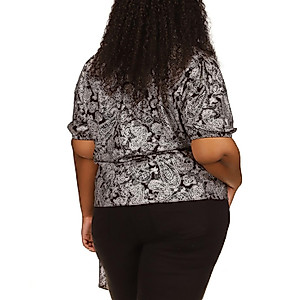 Michael Michael Kors Women’s Plus Size Metallic Paisley-Print Wrap Top Black/Silver 2X